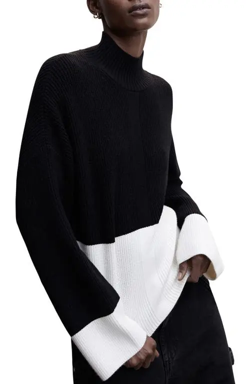 Mango Colorblock Turtleneck Sweater