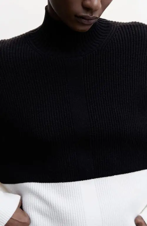 Mango Colorblock Turtleneck Sweater
