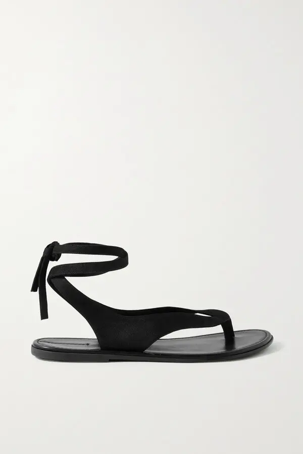THE ROW Beach Lace-up Nubuck Sandals