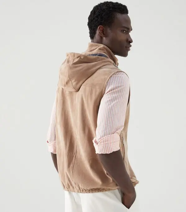 Brunello Cucinelli Suede Hooded Gilet