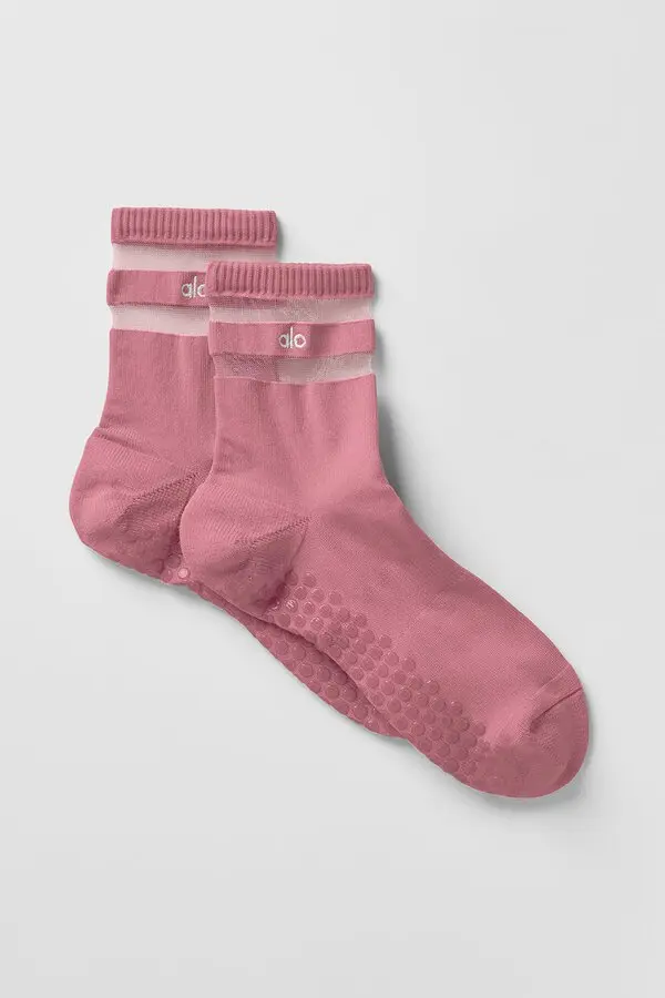 Alo Yoga Pulse Grip Socks Pink Wild Rose Editorialist
