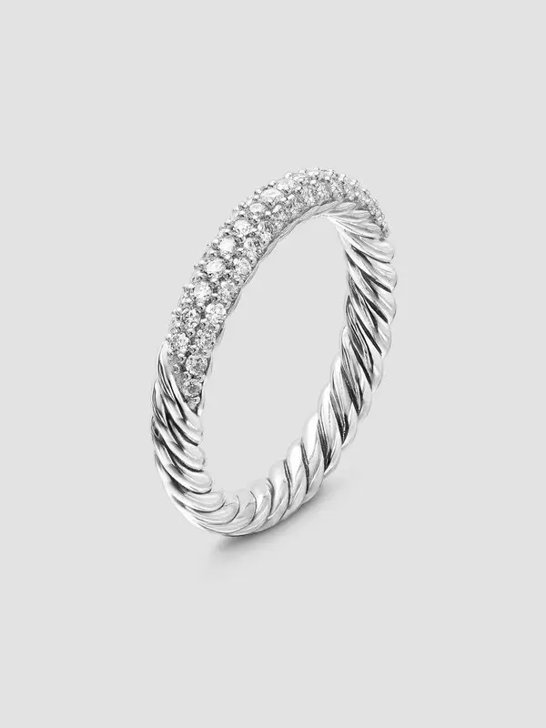 David Yurman Petite Pavé Stack Ring With Diamonds