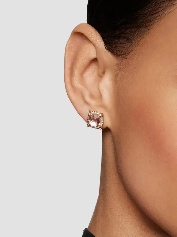 David Yurman Chatelaine Pavé Bezel Stud Earrings In 18k Rose Gold With And Diamonds, 8mm