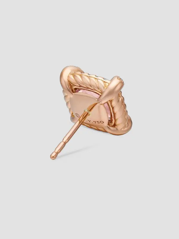 David Yurman Chatelaine Pavé Bezel Stud Earrings In 18k Rose Gold With And Diamonds, 8mm