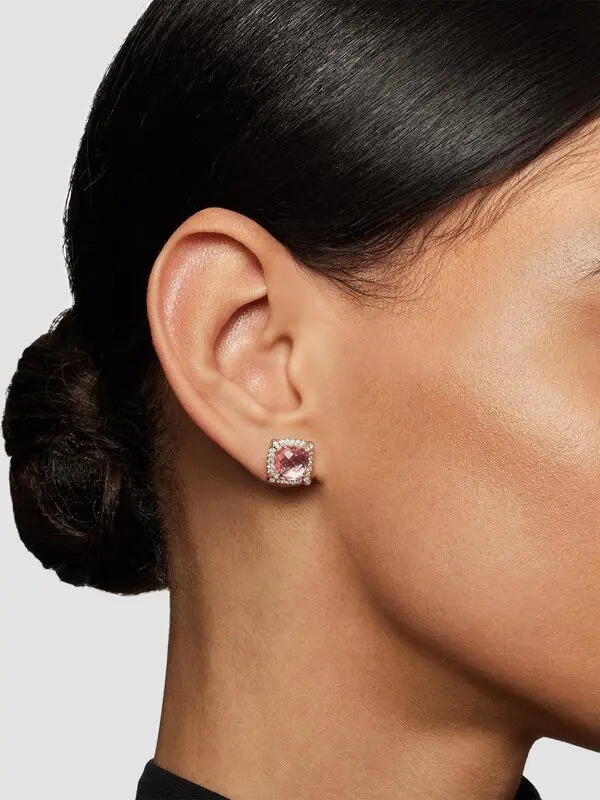 David Yurman Chatelaine Pavé Bezel Stud Earrings In 18k Rose Gold With And Diamonds, 8mm