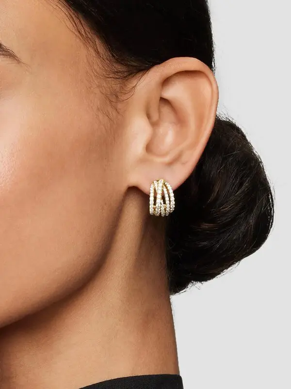 David Yurman Pavé Crossover Shrimp Earrings In 18k With Diamonds, 15.8mm