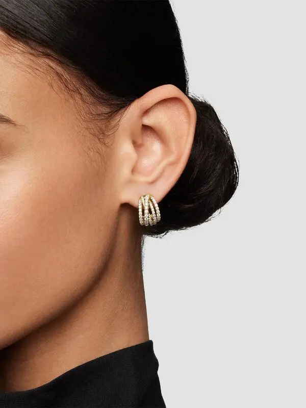 David Yurman Pavé Crossover Shrimp Earrings In 18k With Diamonds, 15.8mm