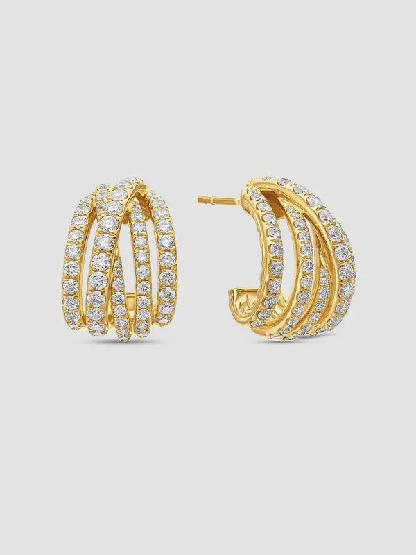 David Yurman Pavé Crossover Shrimp Earrings In 18k With Diamonds, 15.8mm - Diamond