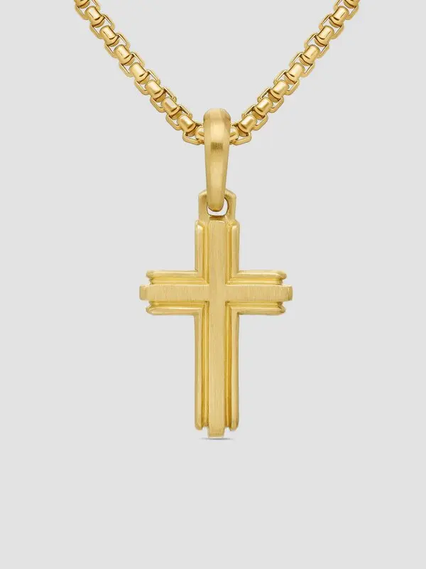 David Yurman Deco Cross Pendant In 18k Yellow 27mm - Gold