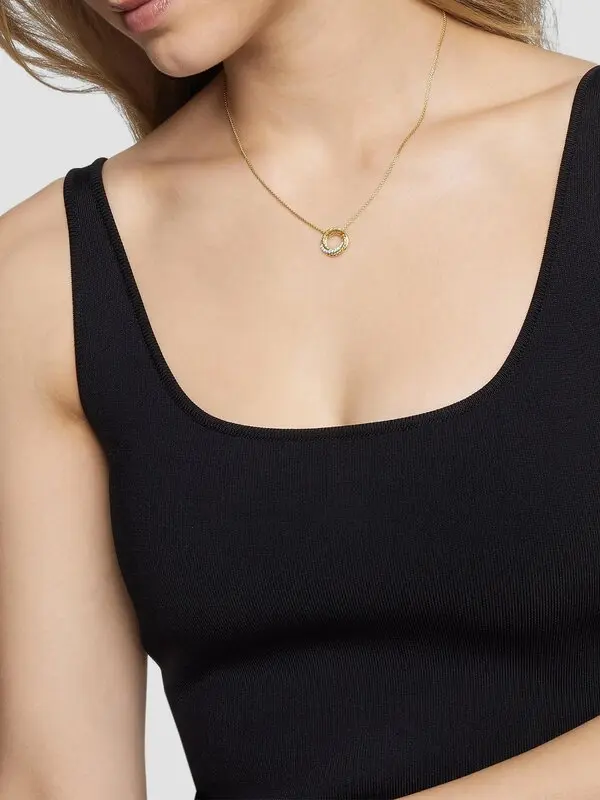 David Yurman Crossover Pendant Necklace In 18k With Diamonds, 14.5mm