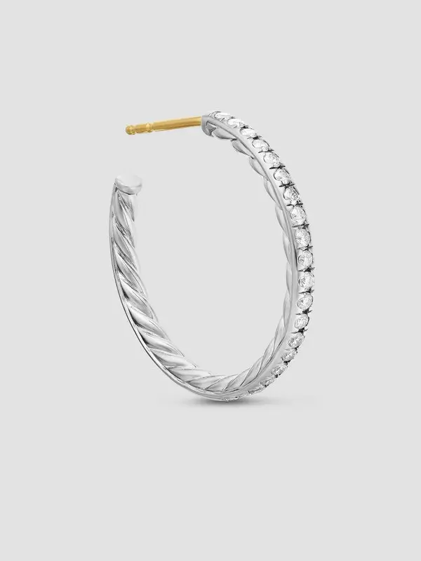 David Yurman Pavé Hoop Earrings In With Diamonds, 25.4mm