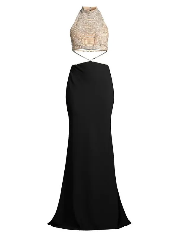 Sau Lee Zara Cut-Out Combination Gown In Black - 63% Off | Editorialist