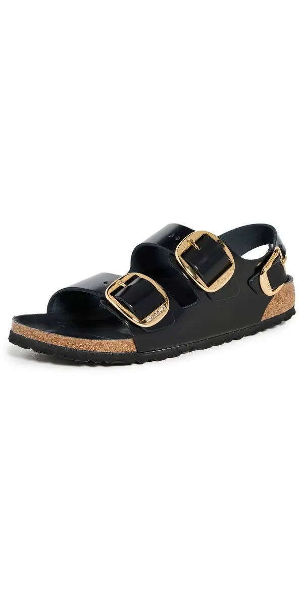 BIRKENSTOCK Milano Big Buckle Sandals - High Shine Black