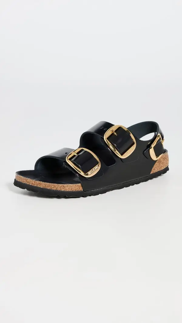 BIRKENSTOCK Milano Big Buckle Sandals - High Shine Black