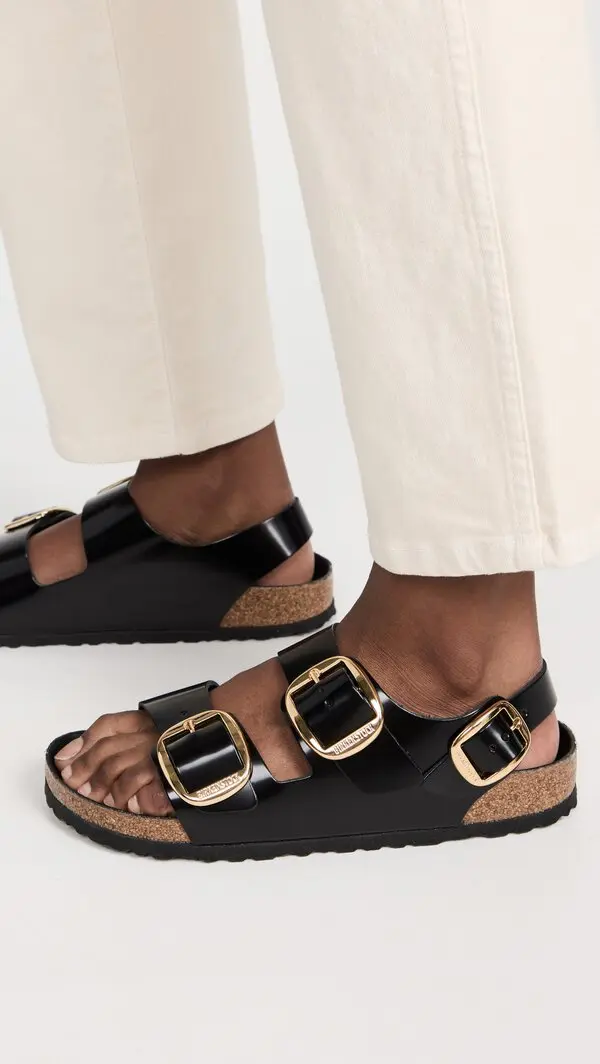 BIRKENSTOCK Milano Big Buckle Sandals - High Shine Black