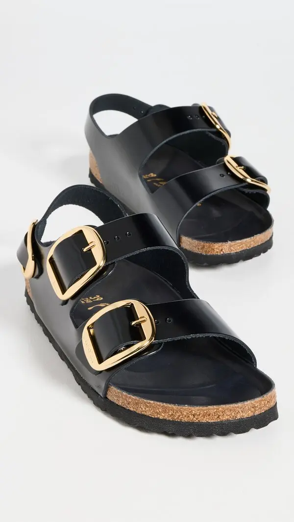 BIRKENSTOCK Milano Big Buckle Sandals - High Shine Black