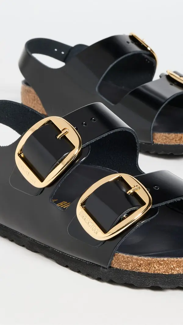 BIRKENSTOCK Milano Big Buckle Sandals - High Shine Black