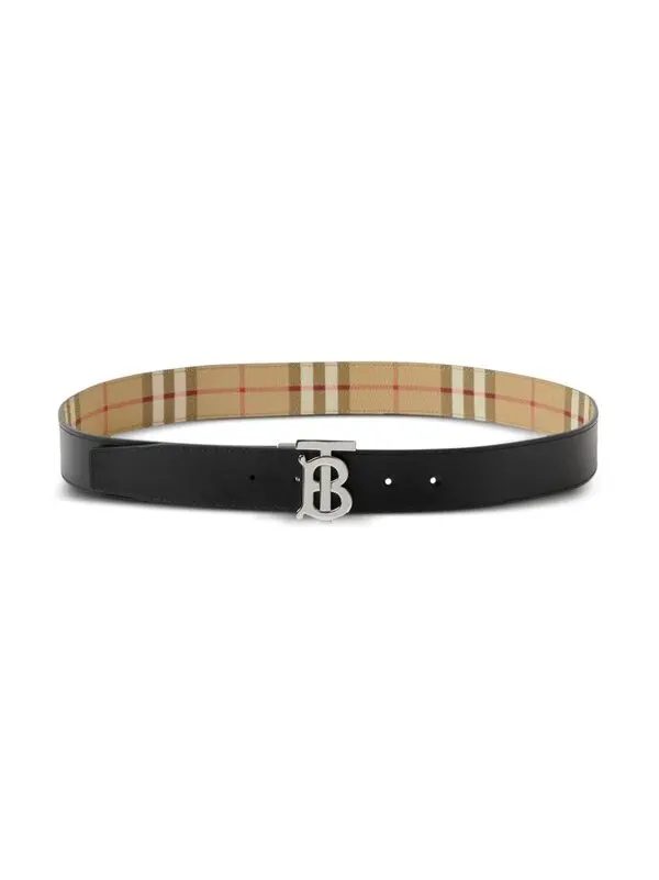 Burberry Reversible Check Tb Belt - Neutrals