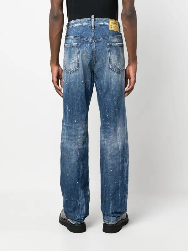 Dsquared2 Distressed Patchwork Straight Leg Jeans