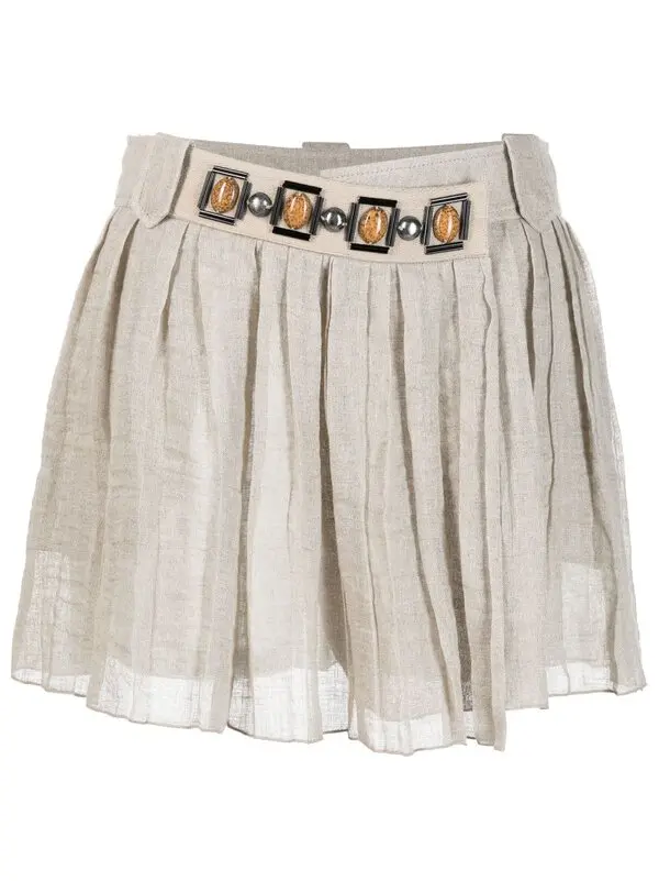 Alberta Ferretti Stone-detailing Pleated Miniskirt