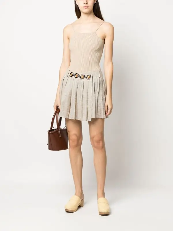 Alberta Ferretti Stone-detailing Pleated Miniskirt