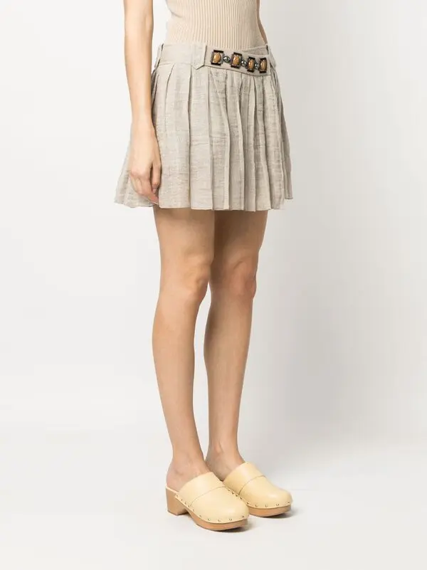 Alberta Ferretti Stone-detailing Pleated Miniskirt
