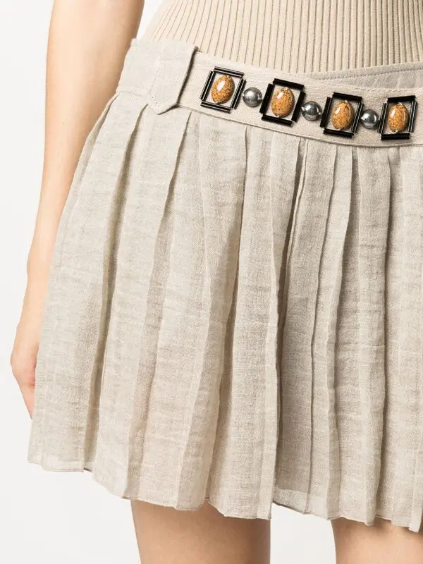 Alberta Ferretti Stone-detailing Pleated Miniskirt