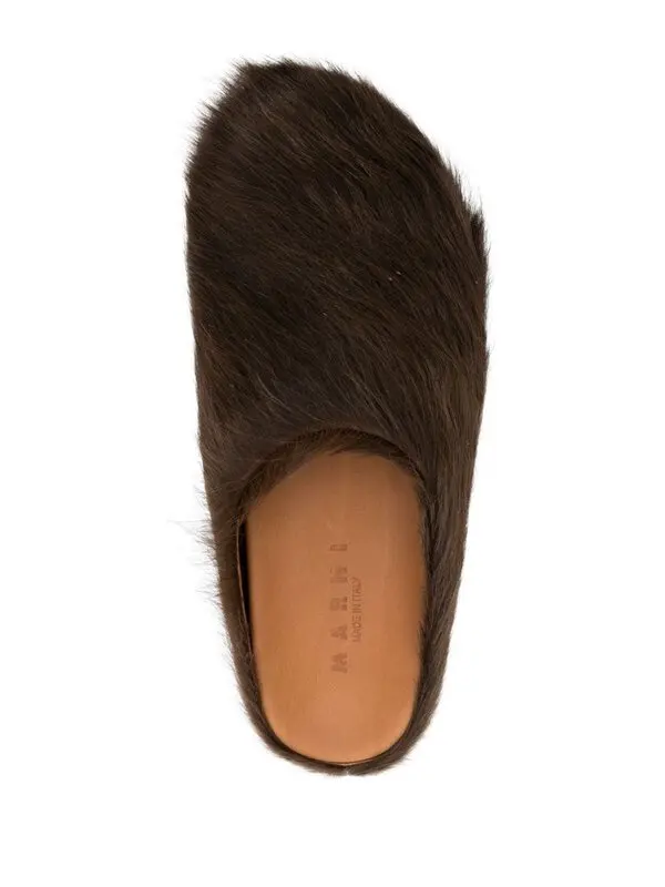 Marni Fussbet Calf-Hair Slippers - Brown | Editorialist