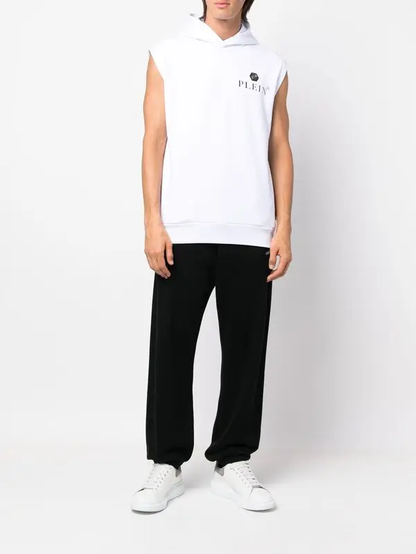 Philipp Plein Logo-print Sleeveless Hoodie - White
