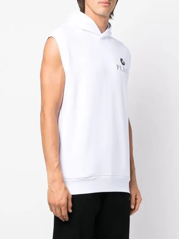 Philipp Plein Logo-print Sleeveless Hoodie - White