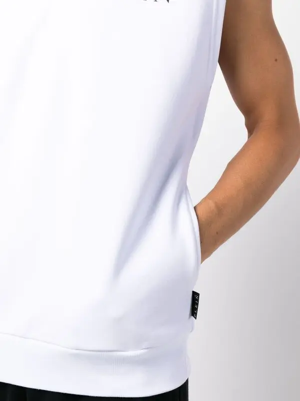 Philipp Plein Logo-print Sleeveless Hoodie - White