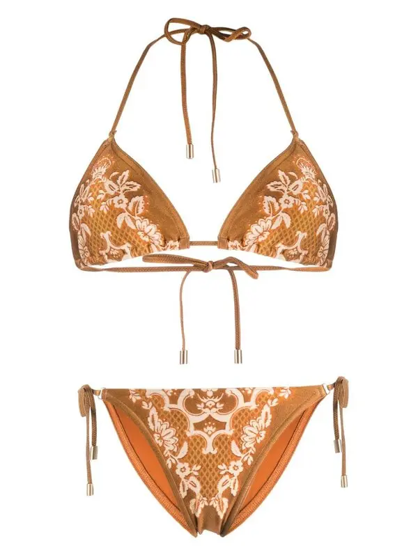 Zimmermann Floral-motif Halterneck Bikini Set