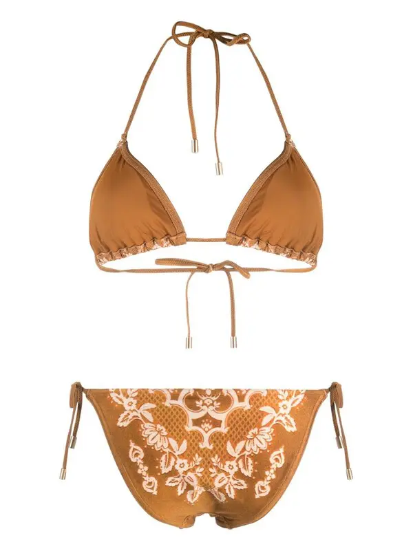 Zimmermann Floral-motif Halterneck Bikini Set