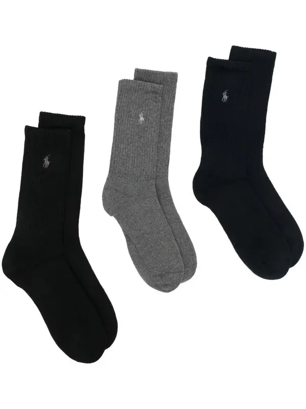 Polo Ralph Lauren Three-pack Logo-embroidery Socks - Black