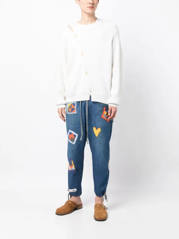GREG LAUREN Patch-detail Drawstring Jeans