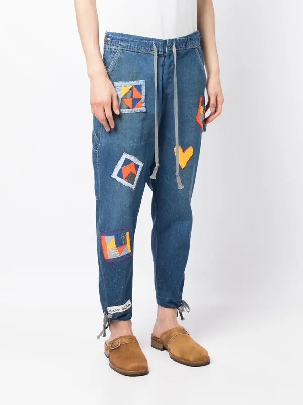 GREG LAUREN Patch-detail Drawstring Jeans