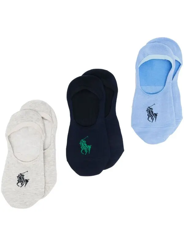 Ralph Lauren Three-pack Invisible Socks - Blue