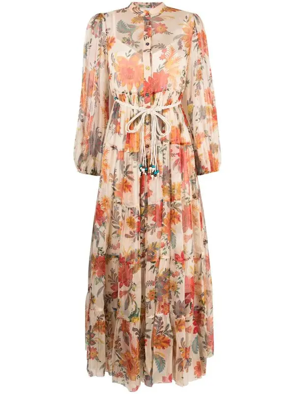 Zimmermann Ginger Floral-print Silk Midi Dress - Neutrals