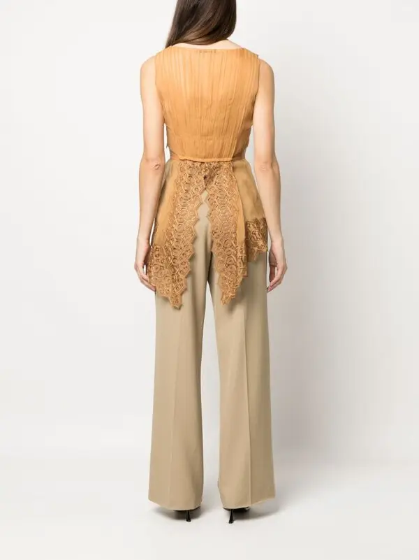 Alberta Ferretti Lace-trim Silk Tank Top