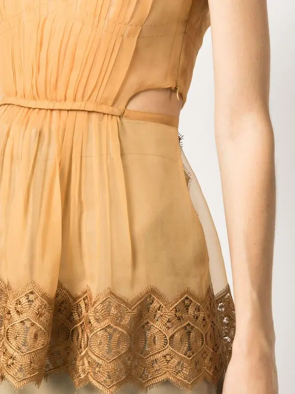 Alberta Ferretti Lace-trim Silk Tank Top