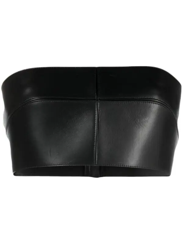 Roberto Cavalli Strapless Leather Bandeau Top - Black