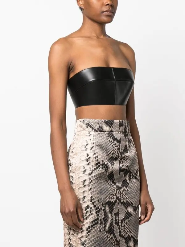 Roberto Cavalli Strapless Leather Bandeau Top