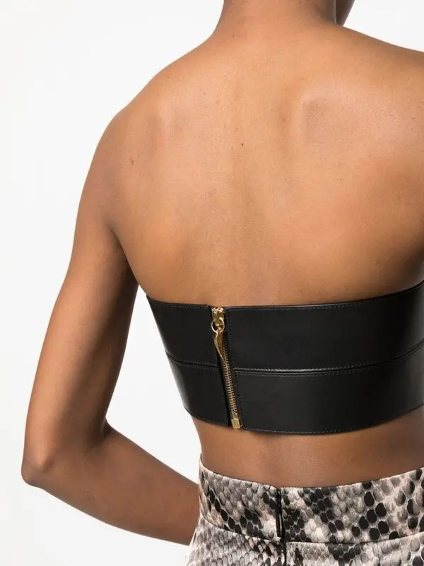 Roberto Cavalli Strapless Leather Bandeau Top