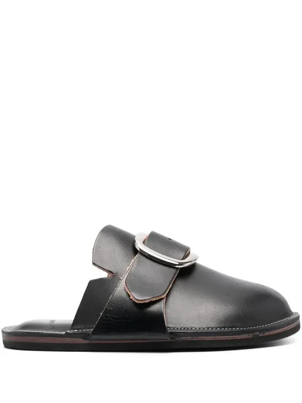 YOUTHS IN BALACLAVA Leather Slippers With Decorative Buckle