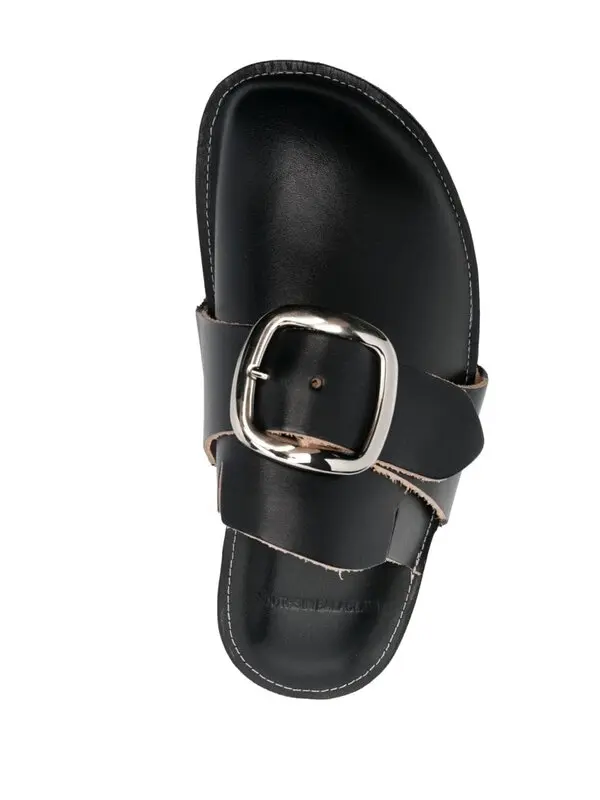YOUTHS IN BALACLAVA Leather Slippers With Decorative Buckle
