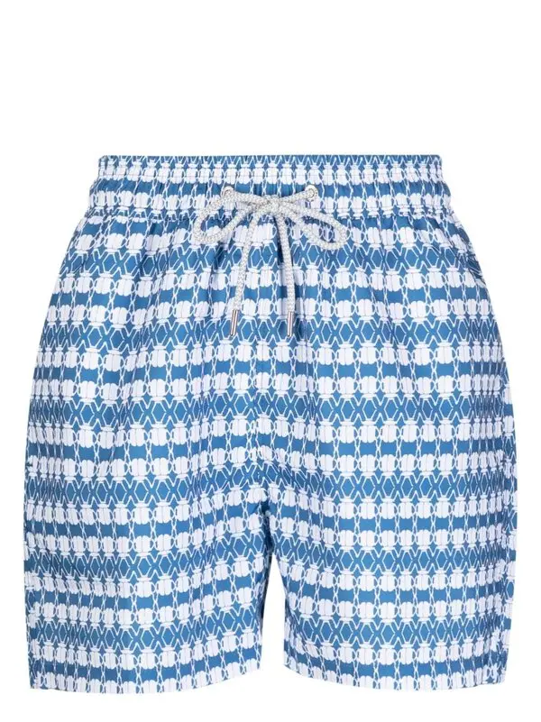 Love Brand & Co. Graphic-print Drawstring Swim Shorts - Blue