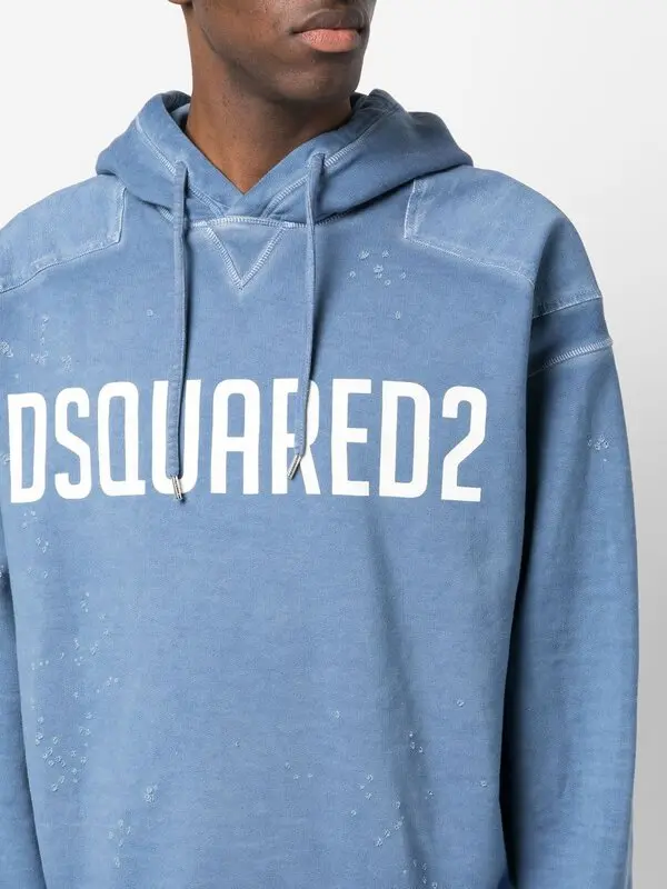 Dsquared2 Logo-print Distressed Hoodie