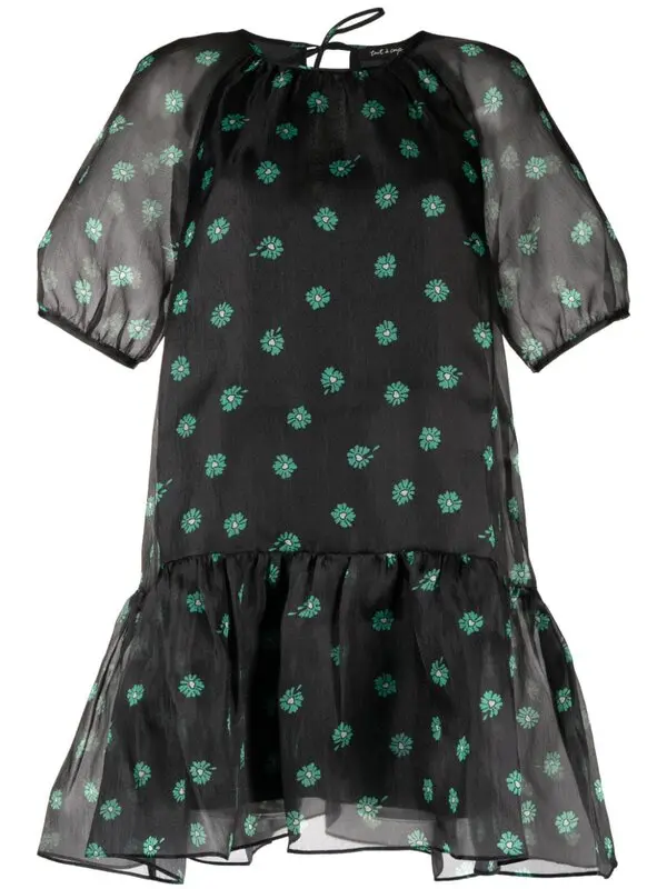 Tout A Coup Embroidered Floral Shift Dress In Black - 52% Off | Editorialist