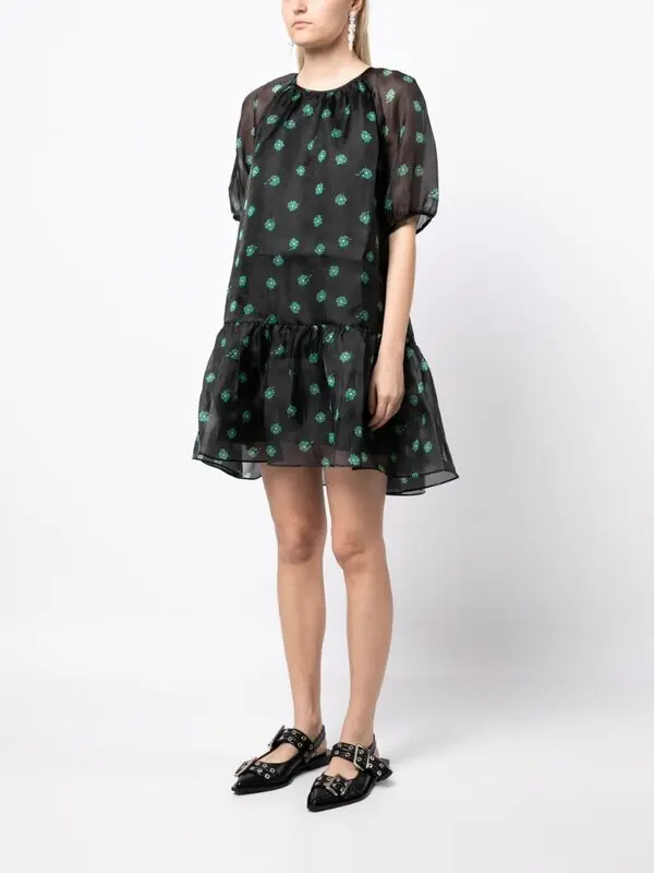 Tout A Coup Embroidered Floral Shift Dress In Black - 52% Off | Editorialist