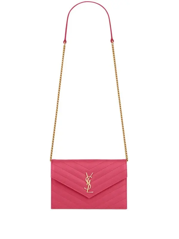 Saint Laurent Cassandre Envelope Leather Chain Wallet